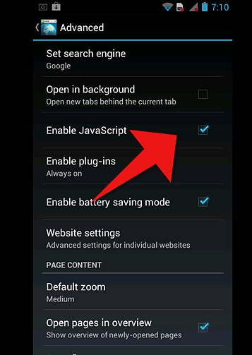 How To Enable JavaScript On An Android Phone